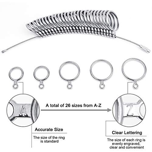 JCF Ring Sizer Gauge Set with Plastic Ring Sizer Belt Metal Finger ...