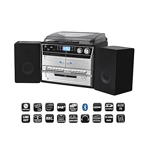 soundmaster MCD5550 Bluetooth HiFi System FM/DAB Radio, Twin Cassette Recorder, Tape to Tape ...