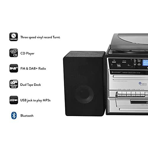 soundmaster MCD5550 Bluetooth HiFi System FM/DAB Radio, Twin Cassette Recorder, Tape to Tape ...