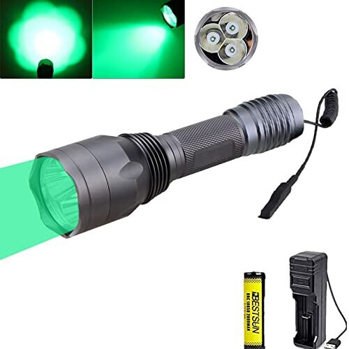 BESTSUN Green Light LED Hunting Torch, Tactical Coyote Hog Hunting ...