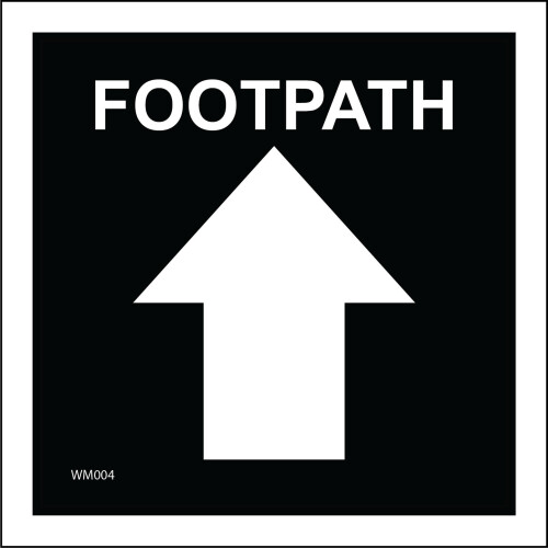 WM004 Footpath Up Ahead Arrow Sign Direction Route Waymarker Black ...