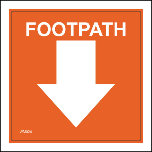 WM026 Footpath Down Arrow Sign DirectionTrack Route Waymarker Orange ...