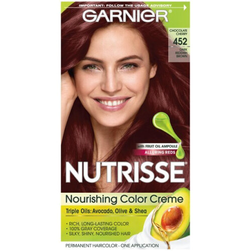Garnier Nutrisse Nourishing Hair Color Creme, 452 Dark Reddish Brown, 1 ...
