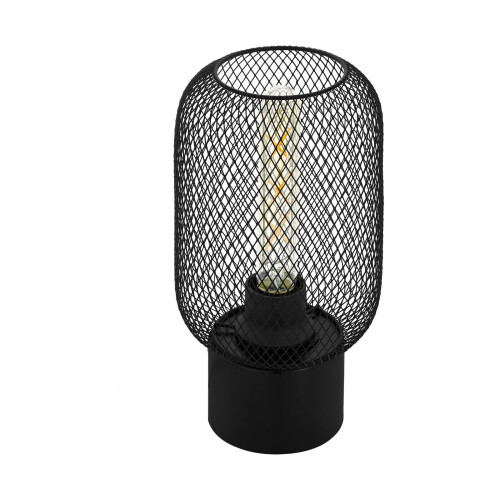 Table Lamp Desk Light Black Steel Round Wire Mesh Shade 1 x 60W E27 ...