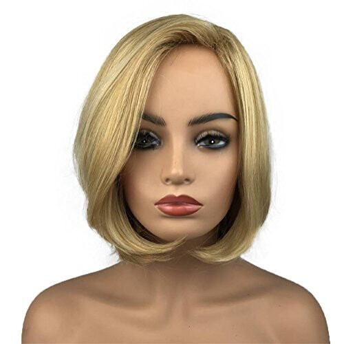 Aimole Womens Medium Length Straight Bob Wigs Blonde Synthetic Wig Full ...