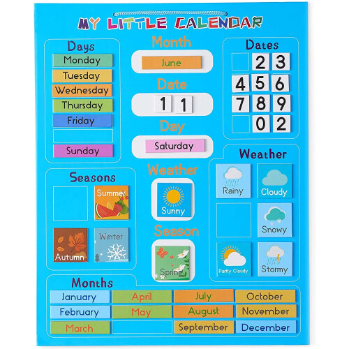 My First Calendar for Kids Week & Weather Learning Chart Educational ...