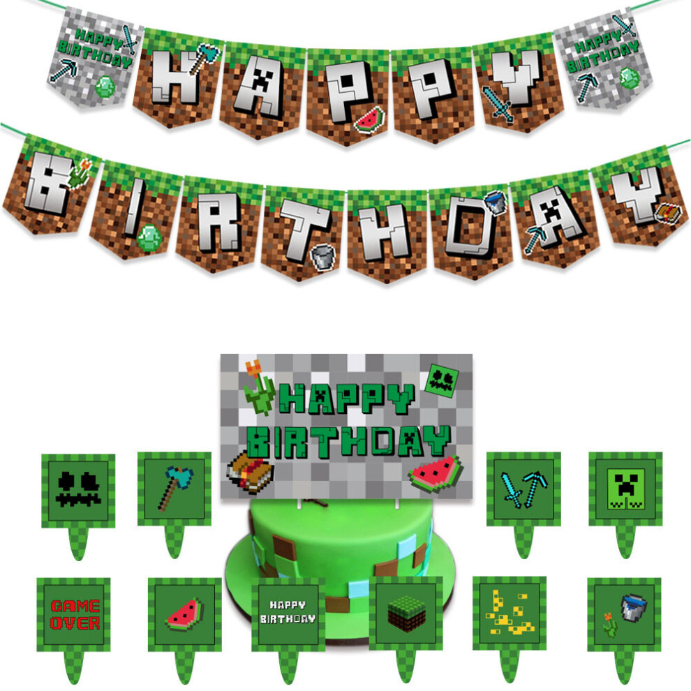 Minecraft birthday Party decorations Supplies- Including Happy Birthday ...