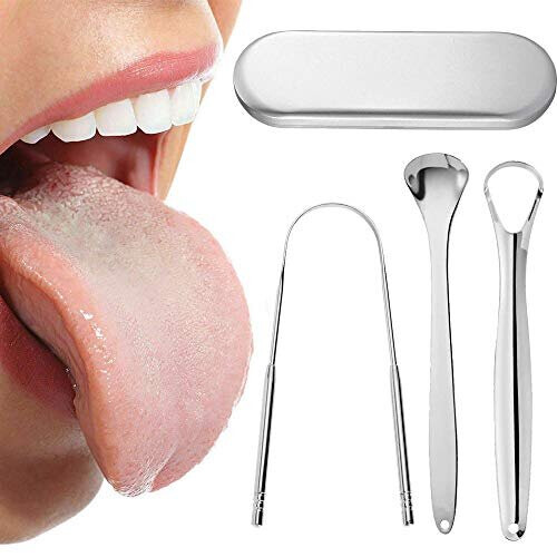 Tongue Scraper, 3 Pcs Professional Stainless Steel Tongue Cleaner Kit ... Tongue Scraper, 3 Pcs Professional Stainless Steel Tongue Cleaner Kit ...