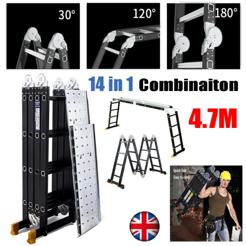4.7M Multi-Purpose Aluminium Foldable Scaffold Working Platform Ladder ...