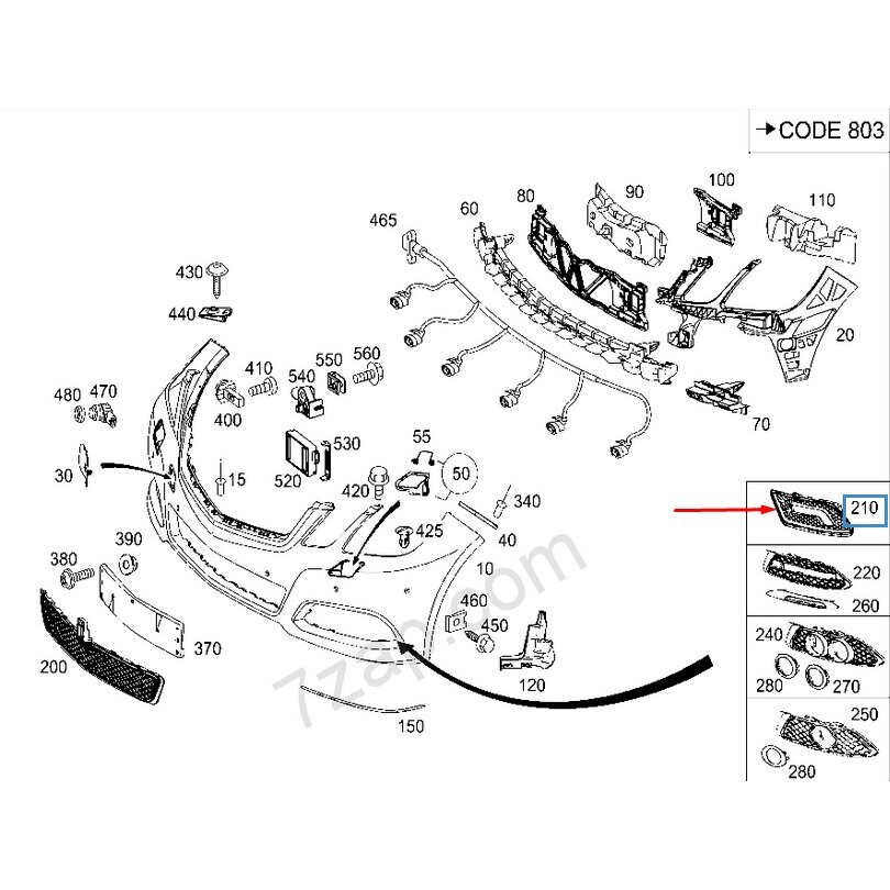 MB E-CLASS W212 Front Bumper Left Grille A2128851323 2015 on OnBuy