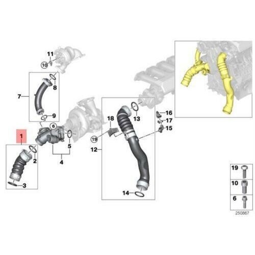 BMW E70 E71 SAC SUV Intercooler Pipe Turbo Hose 7799873 11617799873 on ...