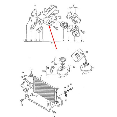 VW BEETLE 9C1 Thermostat Housing 032121111AM2007 on OnBuy