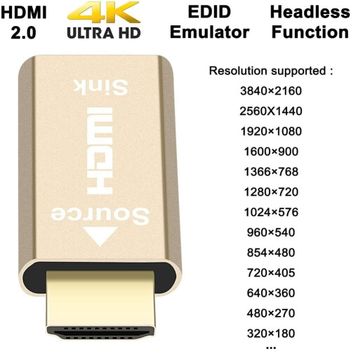 DTECH HDMI EDID Emulator to Keep EDID Pass Through Male to Female Fit ...