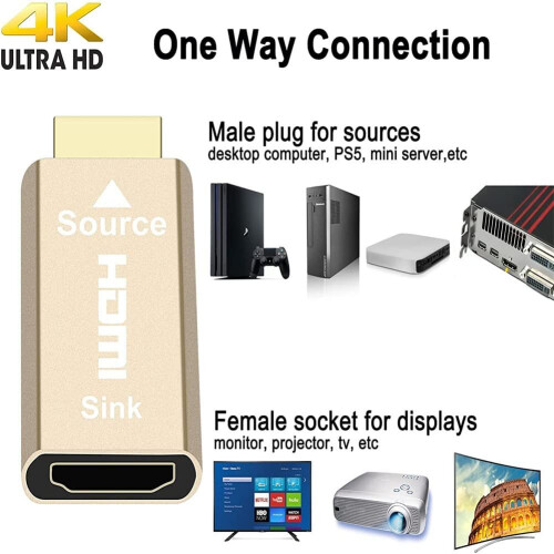 DTECH HDMI EDID Emulator to Keep EDID Pass Through Male to Female Fit ...