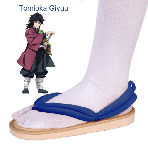 Giyuu 38 39 Demon Slayer Kamado Tanjiron Shoes Geta Clogs Slippers Cosplay Accessories on OnBuy