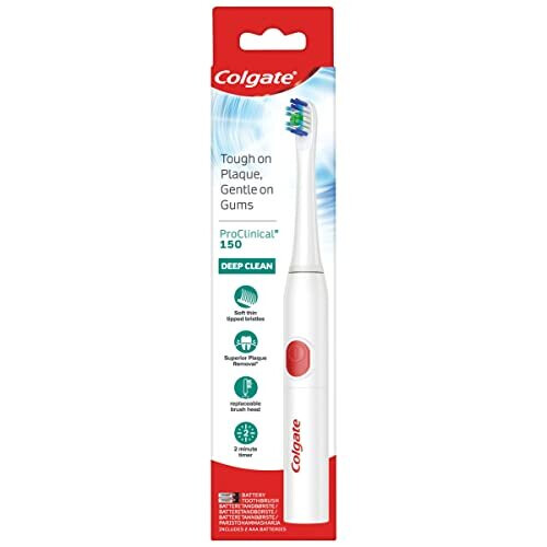 Colgate Pro Clinical 150 Battery Sonic Toothbrush, Soft Thin Tipped ...