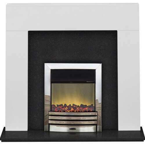 Adam Miami Fireplace Suite in Pure White and Granite with Eclipse ...