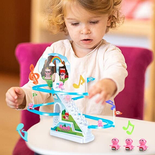 MUSICAL STAIR CLIMBING TOYS SLIDE TRACK LIGHT & MUSIC, PEPPA PIG on OnBuy