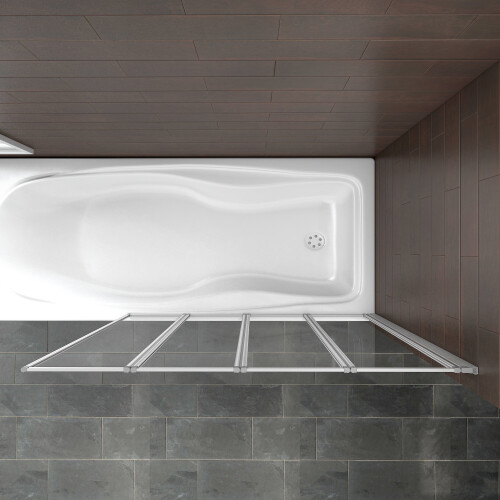 Aica 1000x1400mm 4 Fold Folding Bath Shower Screen 4mm Toughen Glass On