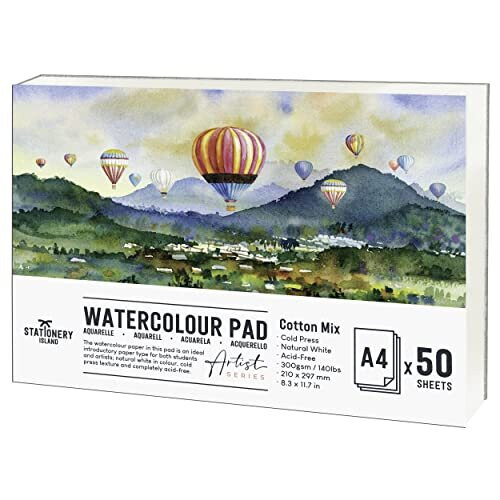 Stationery Island Watercolour Paper Pad A4 Artist Grade. Cold Pressed ...