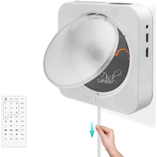 Portable CD Player with Bluetooth,Wall Mountable Built-in HiFi Speakers ...