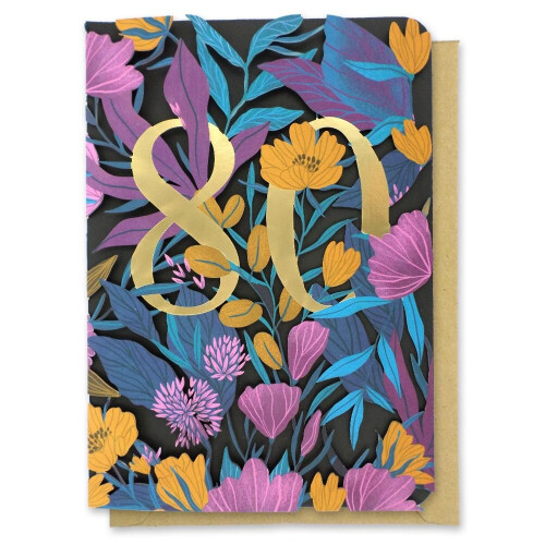 Paper Cut Art 80th Floral Laser Cut Birthday Greeting Card By Alljoy ...