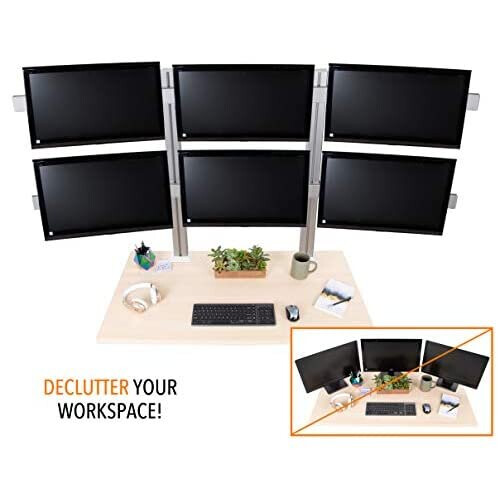 Stand Steady 6 Monitor Mount | Heavy Duty Height Adjustable Six Monitor ...