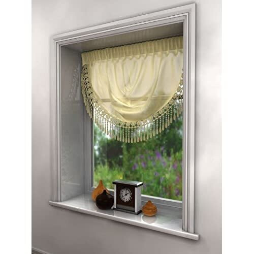 PLAIN CHAMPAGNE NATURAL CREAM SWAG LUXURY MACRAME PELMET SWAG MACRAME ...