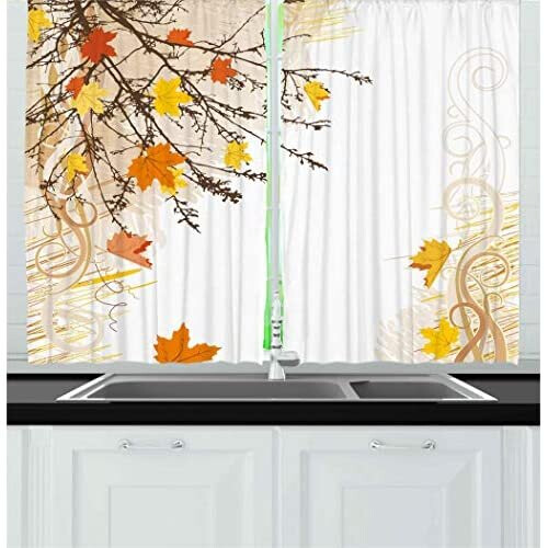 Ambesonne Barn Wood Wagon Wheel Kitchen Curtains, Long Horned Bull ...