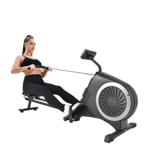 Air Rowing Machine Indoor Foldable Rower with 8-Level Adjustable Fan ...