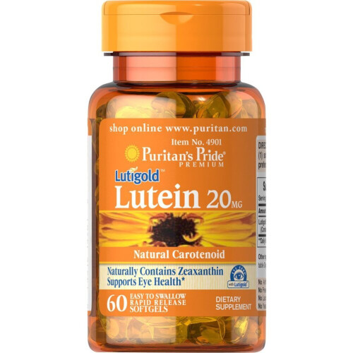 PURITAN'S PRIDE Lutigold Lutein 20mg & Zeaxanthin 60 SOFTGEL Capsules ...