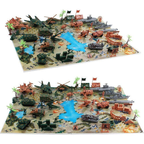 56 Pieces Military Army Play Set with Play Map Toy Soldiers Military ...