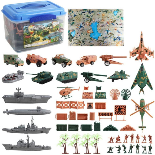 56 Pieces Military Army Play Set with Play Map Toy Soldiers Military ...