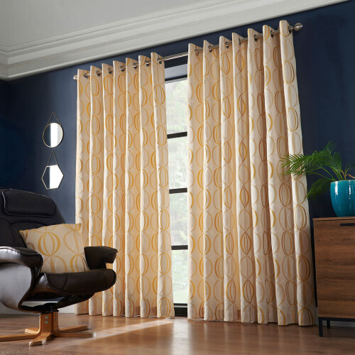 (Ochre, 46 x 90 Inch) Alan Symonds Omega Woven Jacquard Eyelet Lined ...
