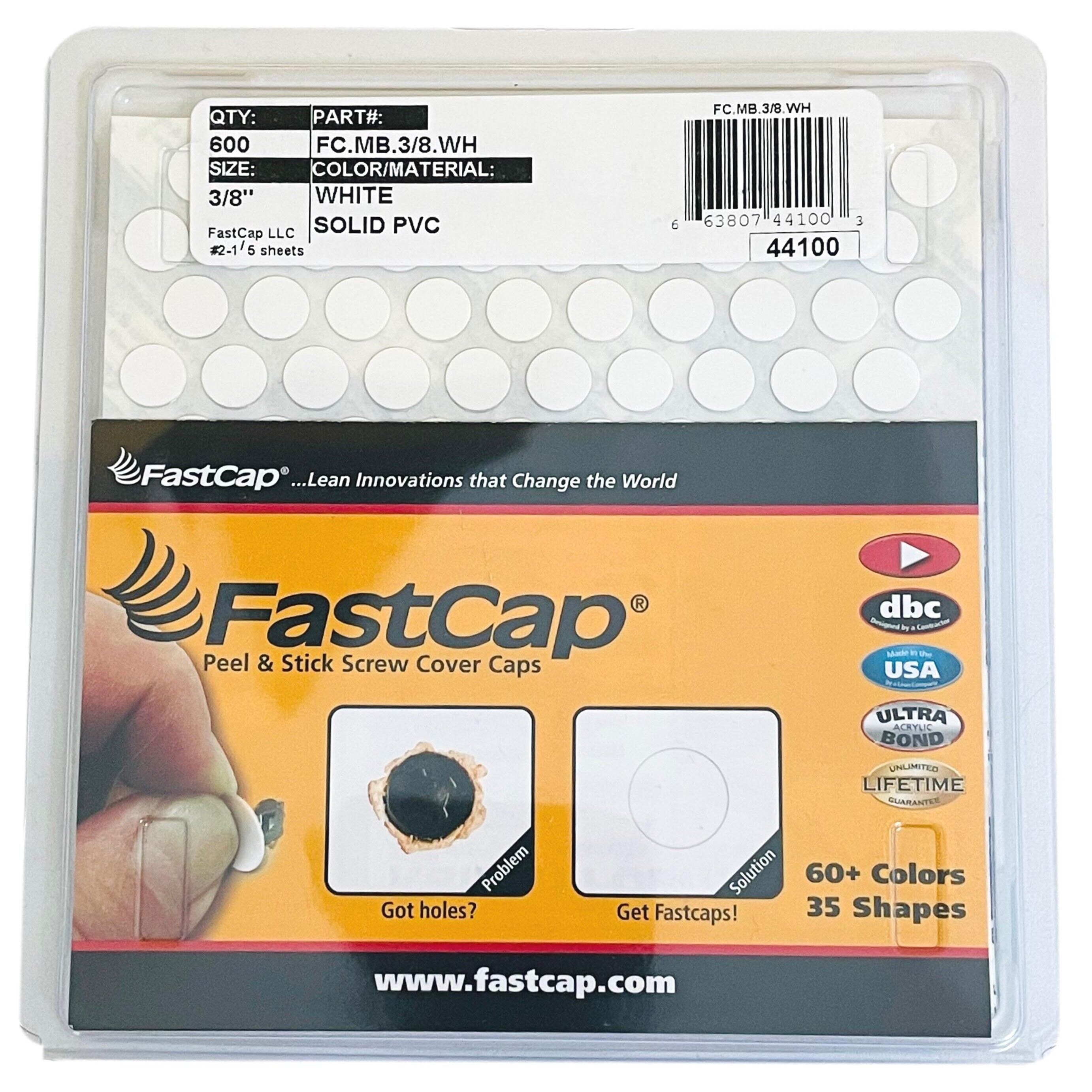 Fastcap Peel & Stick White Screw Cover Caps PVC 9mm (3/8") x 600 on OnBuy