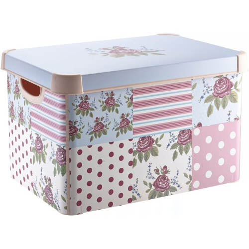 Curver Stockholm Patchwork Pink Deco Storage Box, 22 Litre on OnBuy