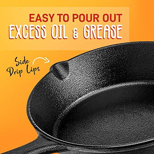 Nutrichef Pre-Seasoned Cast Iron Skillet 3 Pieces Kitchen Frying Pan ...