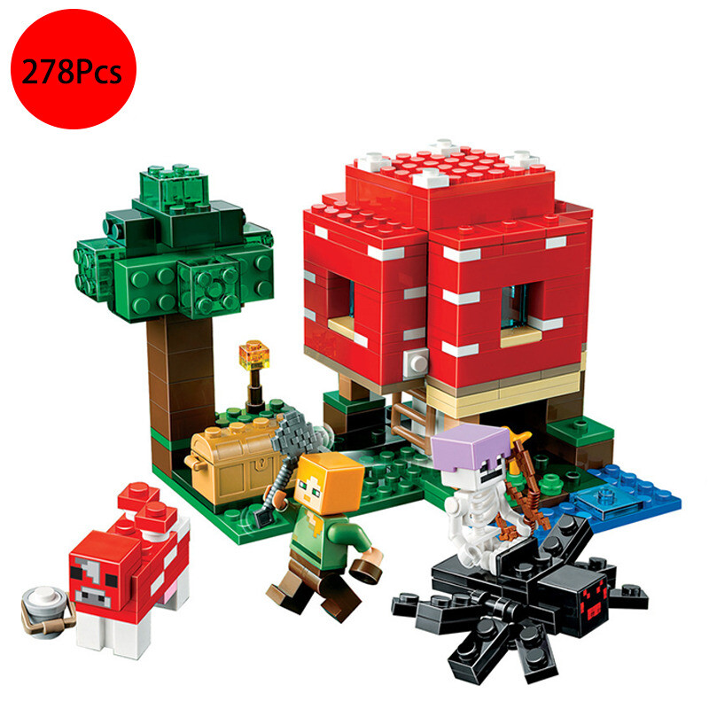 (Mushroom House Set, 278Pcs) Minecraft The Mushroom House Set Building ...
