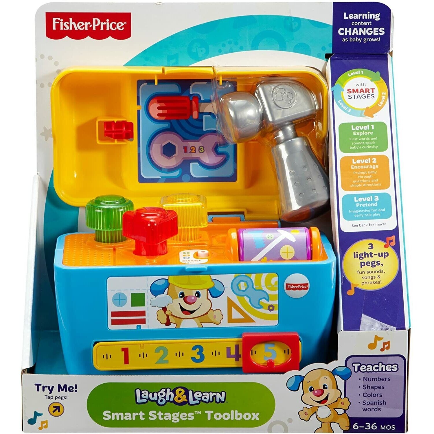 Fisher-Price CGV12 Laugh and Learn Smart Stages Toolbox Kids Toy on OnBuy