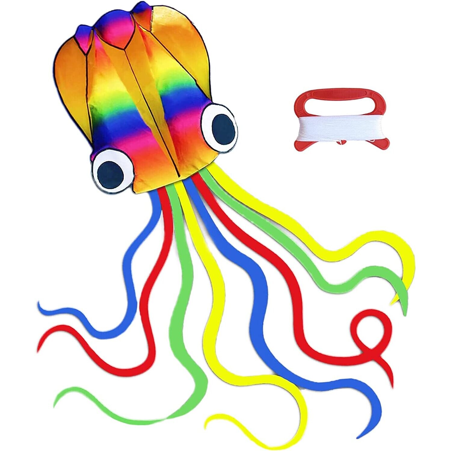 VIKSAUN Huge Rainbow Soft Octopus Kite for Kids and Audlts Large Kite with Long Tail 100m line ...