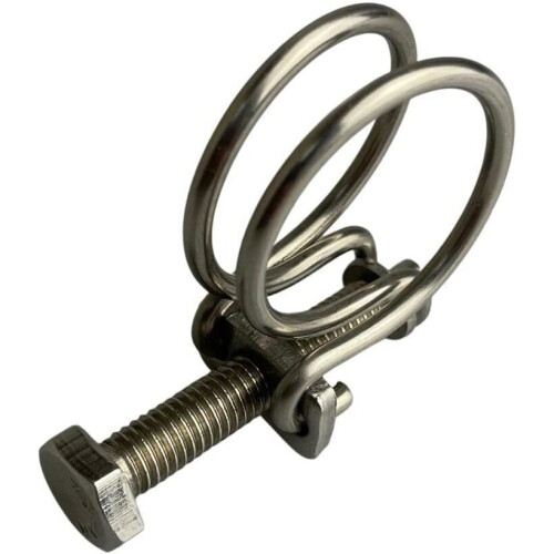 Stainless Steel Double Wire Hose Clips 27-32mm Pond Pipe Screw Tight ...