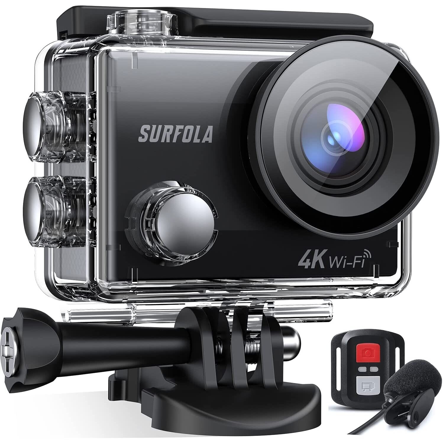 Action Camera, 4K/30FPS 20MP WiFi, EIS Anti-Shake Waterproof Camera Underwater 131ft, Remote ...