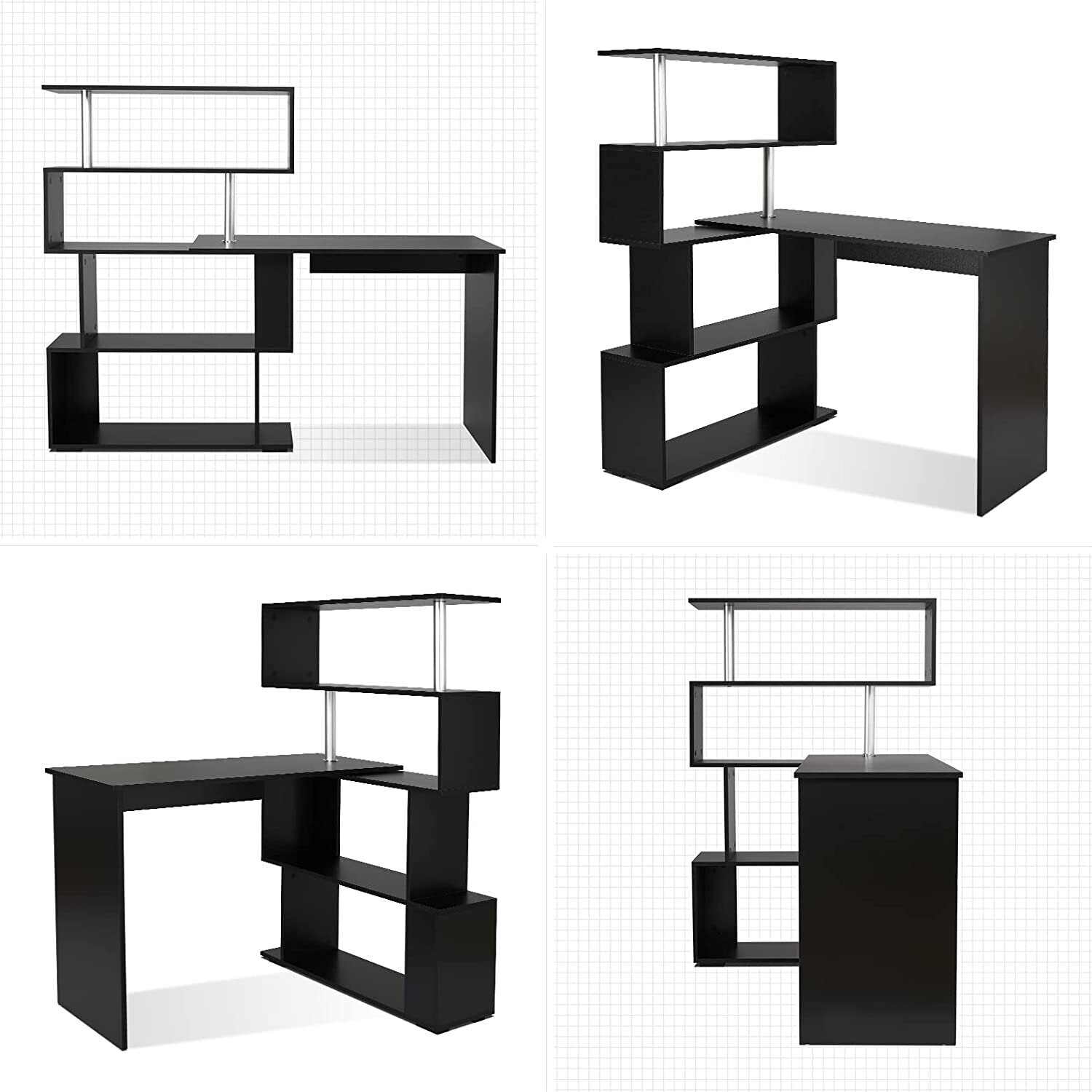 Meerveil L Shaped Computer Desk, Corner Desk, 360 Degree Rotatable ...