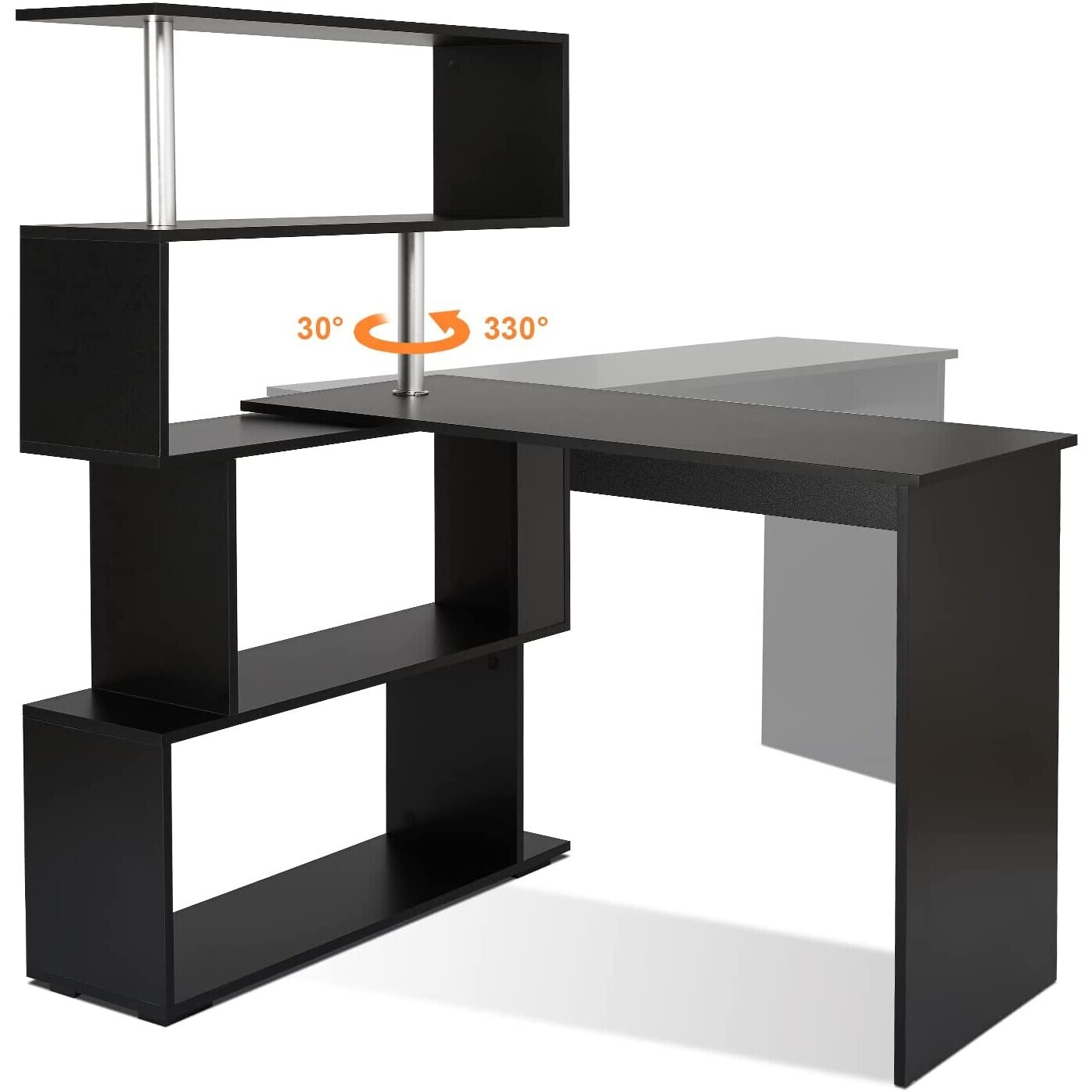 Meerveil L Shaped Computer Desk, Corner Desk, 360 Degree Rotatable ...