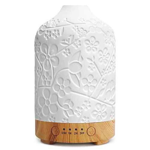 Ceramic Ultrasonic Aroma Oil Diffuser 100ml Aromatherapy Essential Oil Diffuser Whisper Quiet ...