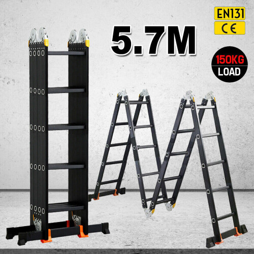 5.7M Multi Purpose Aluminium Folding 20 Step Ladder Engineering Ladder ...