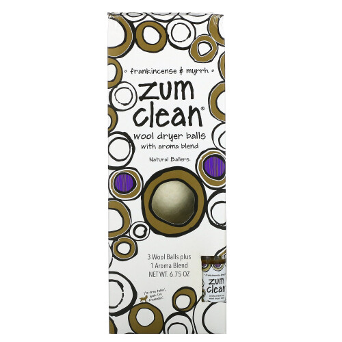 ZUM, Zum Clean, Wool Dryer Balls with Aroma Blend, Frankincense & Myrrh ...