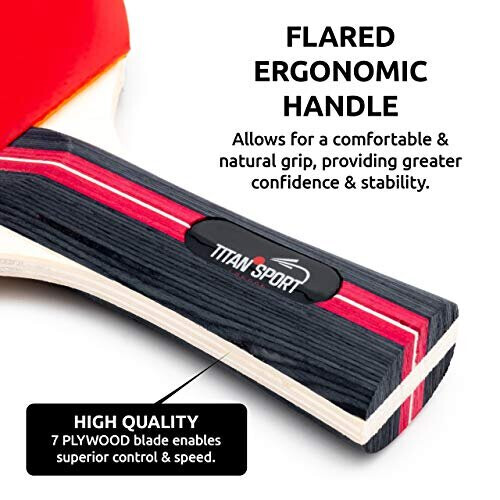 TITAN SPORT Table Tennis Bats, 2 Player Premium Ping Pong Paddle Set ...