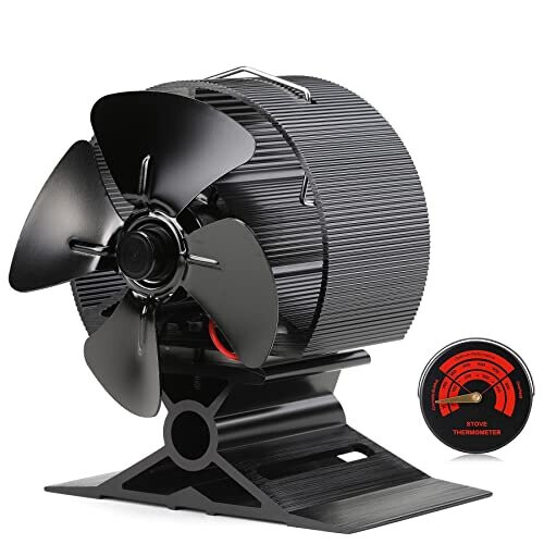 CRSURE 4 Blades Small Wood Stove Fan - Heat Powered Fan Silent ...