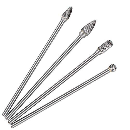 Mesee Set of 4 Tungsten Carbide Rotary Burrs, 6 Inch Long Double Cut ...